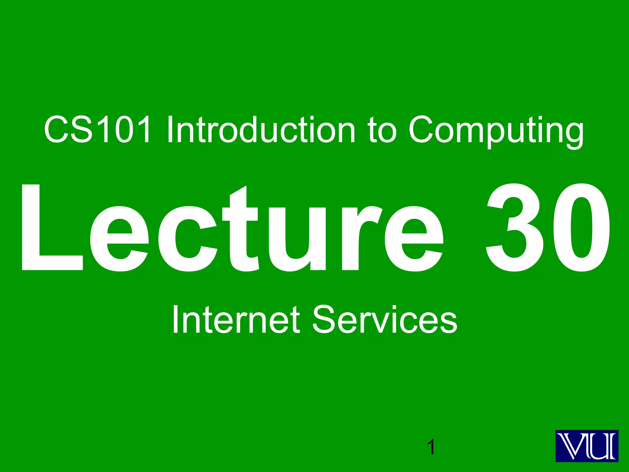 Cs101 Introduction To Computing Lecture 30 Ppt