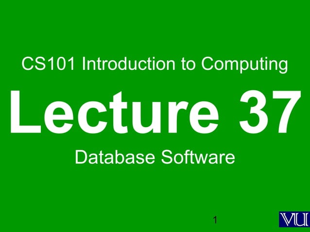 Cs101 Introduction To Computing Lecture 37 Ppt
