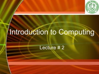 Introduction To Computing (Evolution of Computers) | PPT