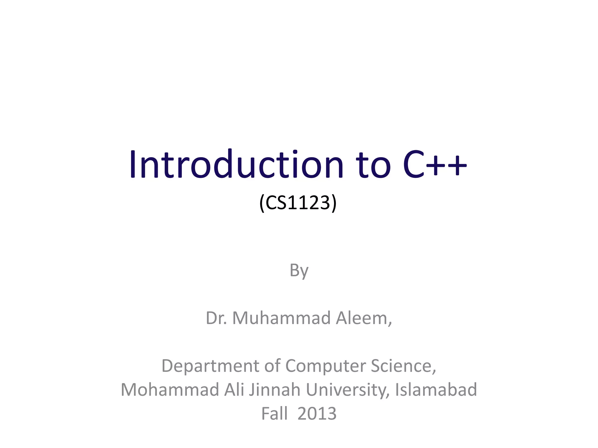 Cs1123 3 c++ overview | PPT