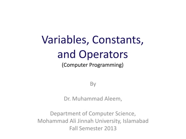 Cs1123 4 variables_constants | PPT