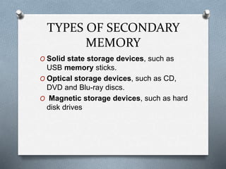 Types of Computer Memories | PPTX