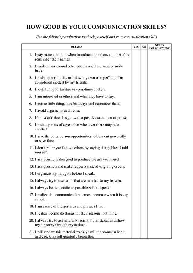 How Good is your Communication Skills-Exercise | PDF