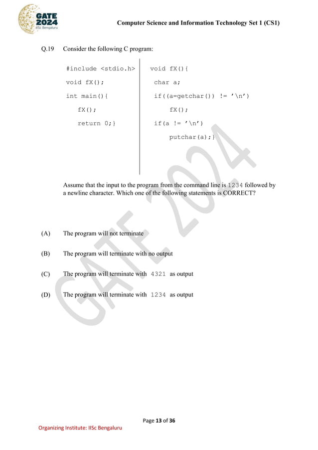 Cs124s5 Gate Exam Pyq For Practice For Itpdf Programming Languages Computing