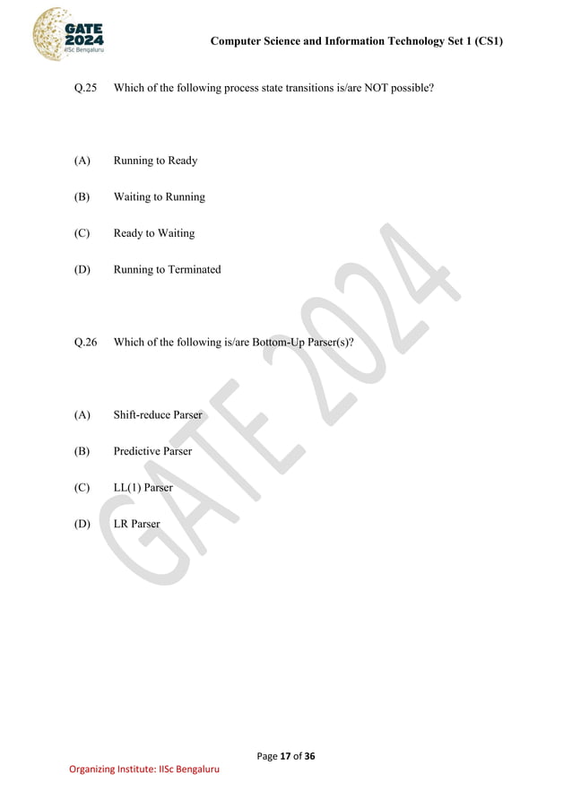 CS124S5 gate exam pyq for practice for it.pdf | Programming Languages | Computing