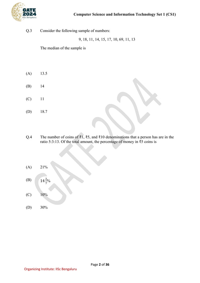 CS124S5 gate exam pyq for practice for it.pdf | Programming Languages | Computing