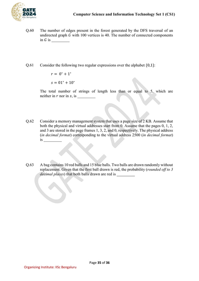 CS124S5 gate exam pyq for practice for it.pdf | Programming Languages | Computing