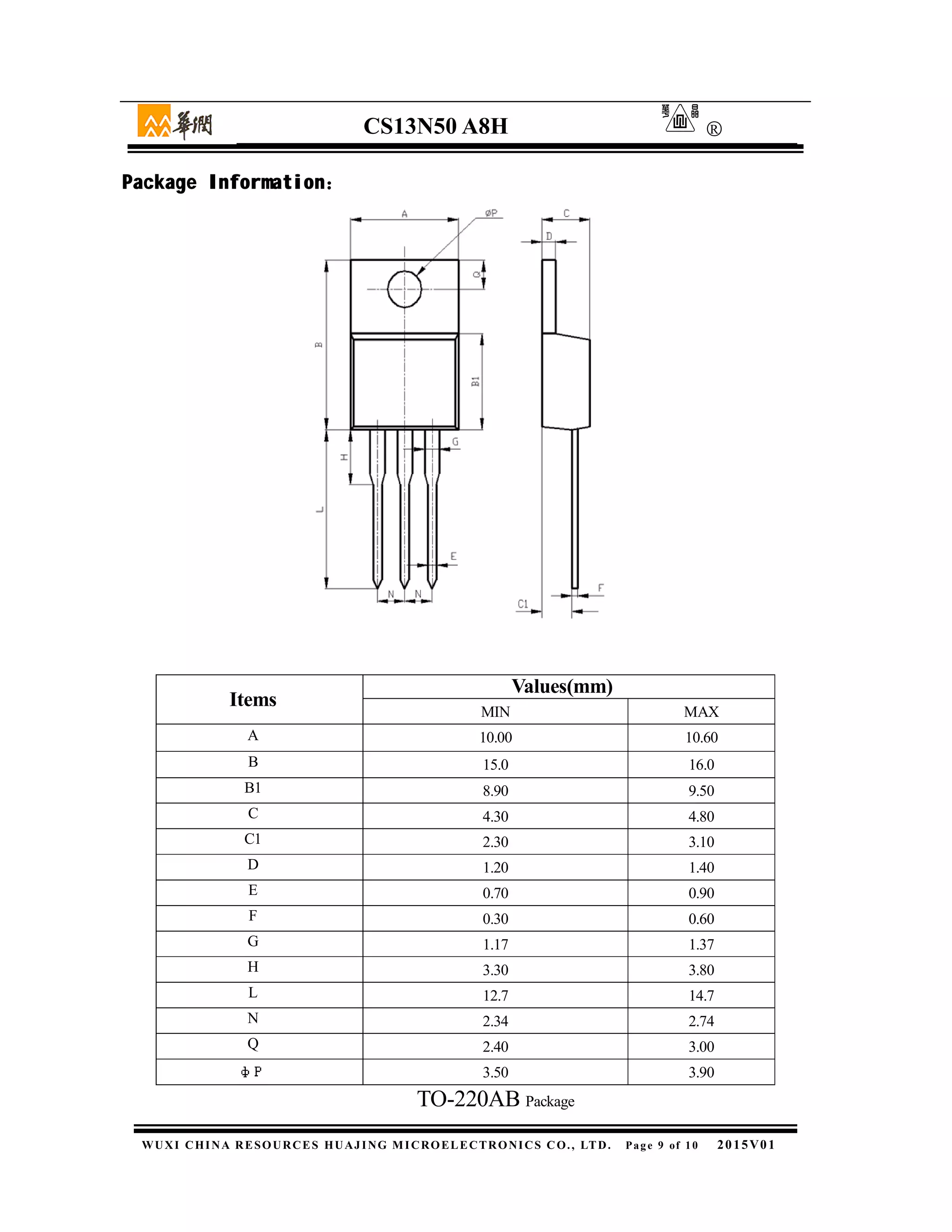 Original N-Channel Mosfet CS13N50 13N50 500V 13A TO-220 New | PDF