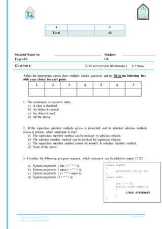 Cs141 final exam-143810-v2 | DOCX | Programming Languages | Computing