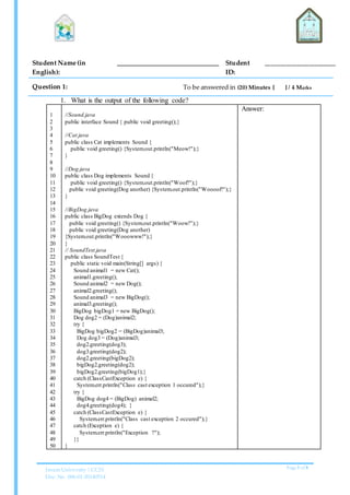 Cs141 mid termexam2_fall2017_v1.1 | DOCX | Programming Languages | Computing