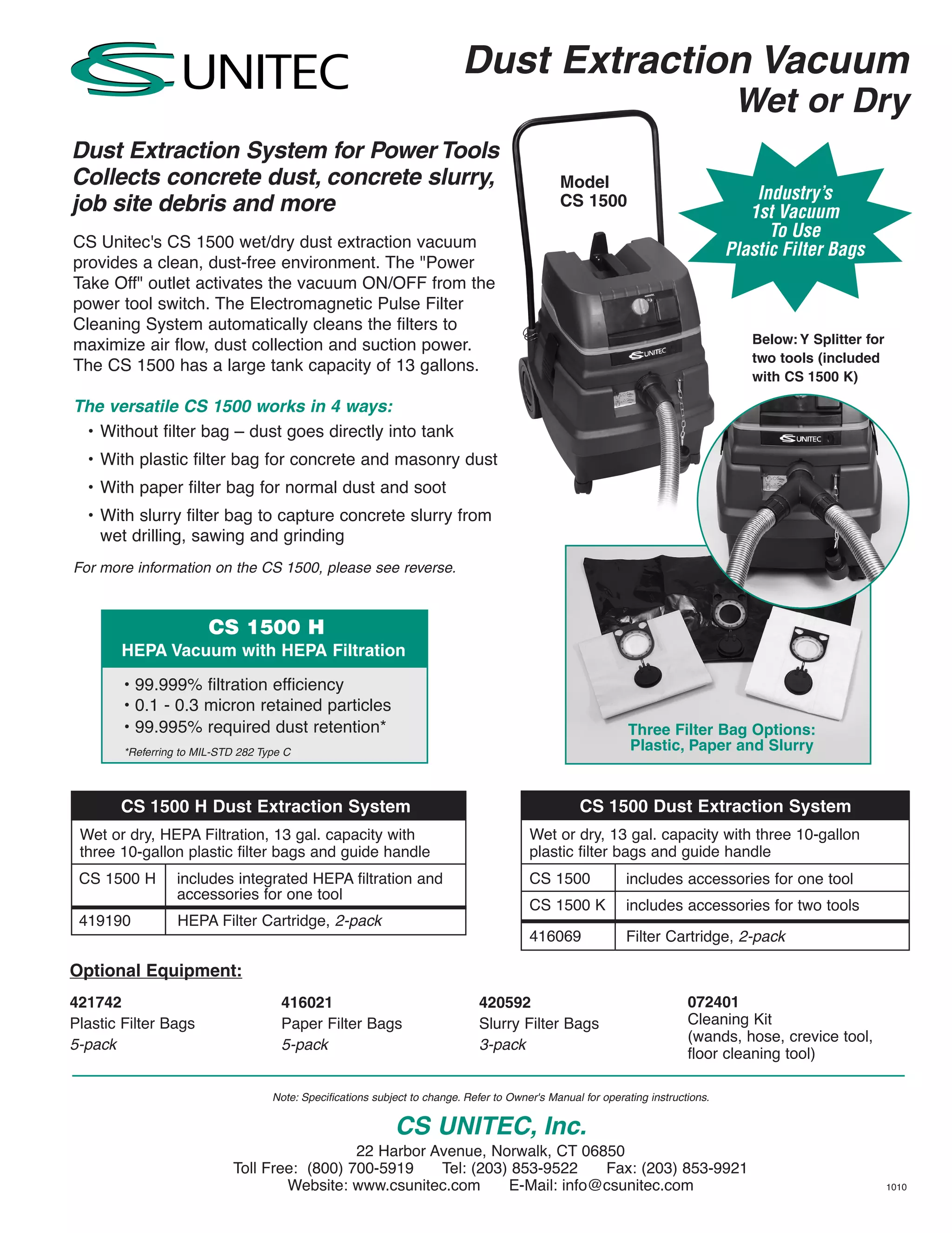 CS 1500 Wet/Dry Vacuum Cleaner | PDF