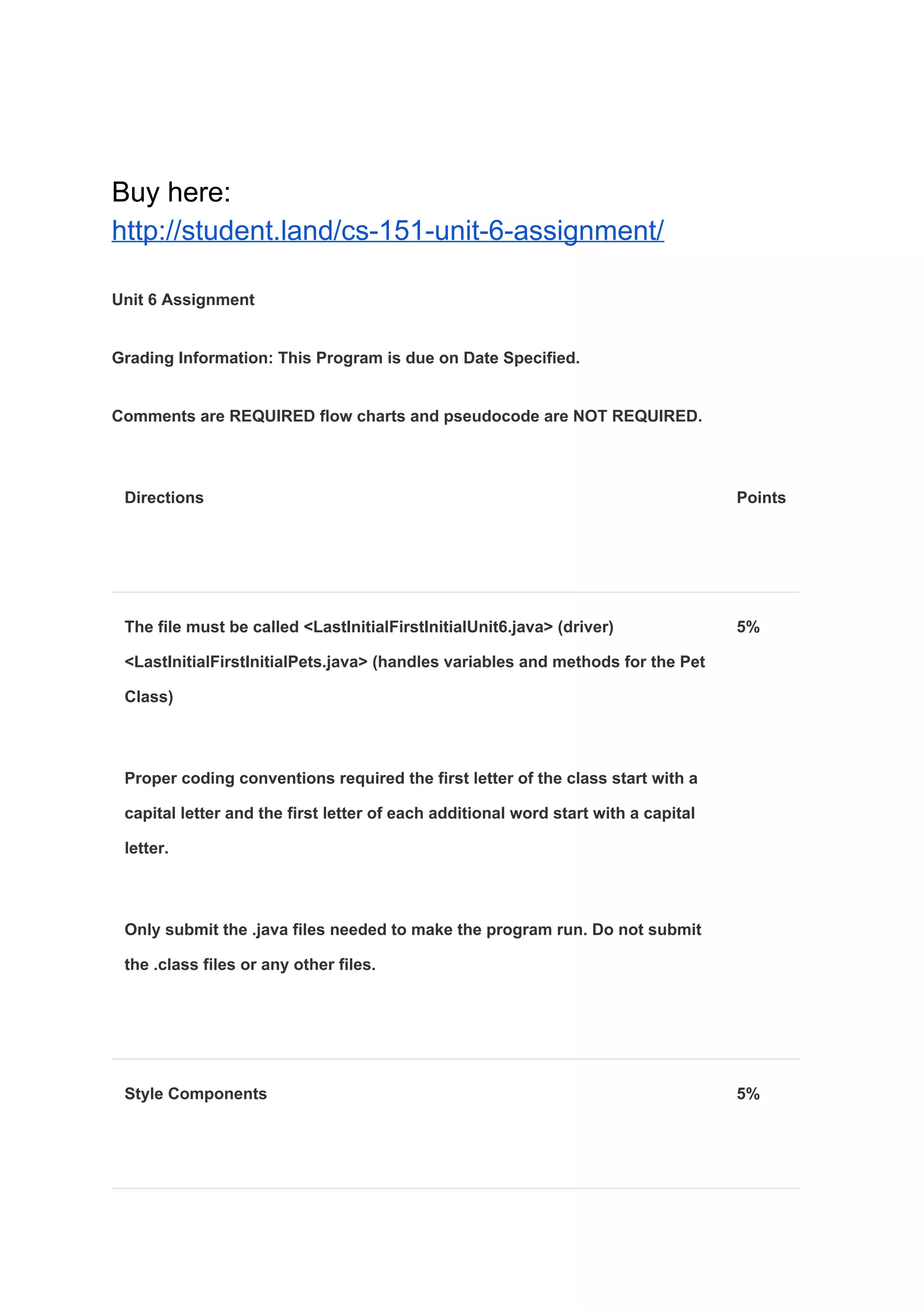 Cs 151 unit 6 assignment | PDF