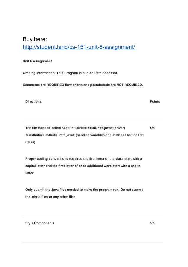 Cs 151 unit 6 assignment | PDF