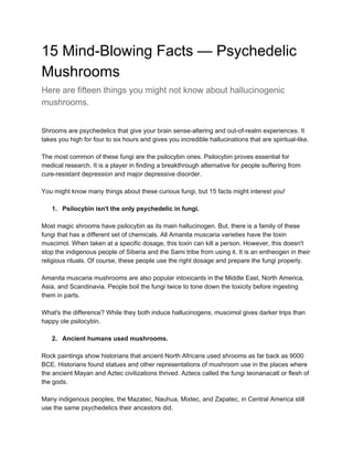 15 facts psychedelic mushrooms | PDF