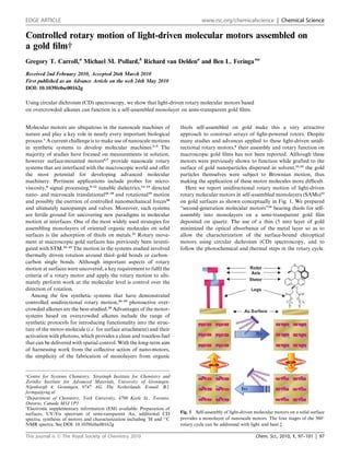 Controlled rotary motion of light-driven molecular motors assembled on | PDF