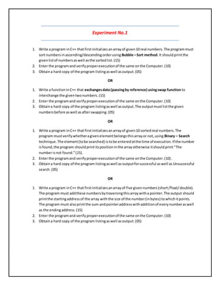 HSc Computer Science Practical Slip for Class 12 | DOCX