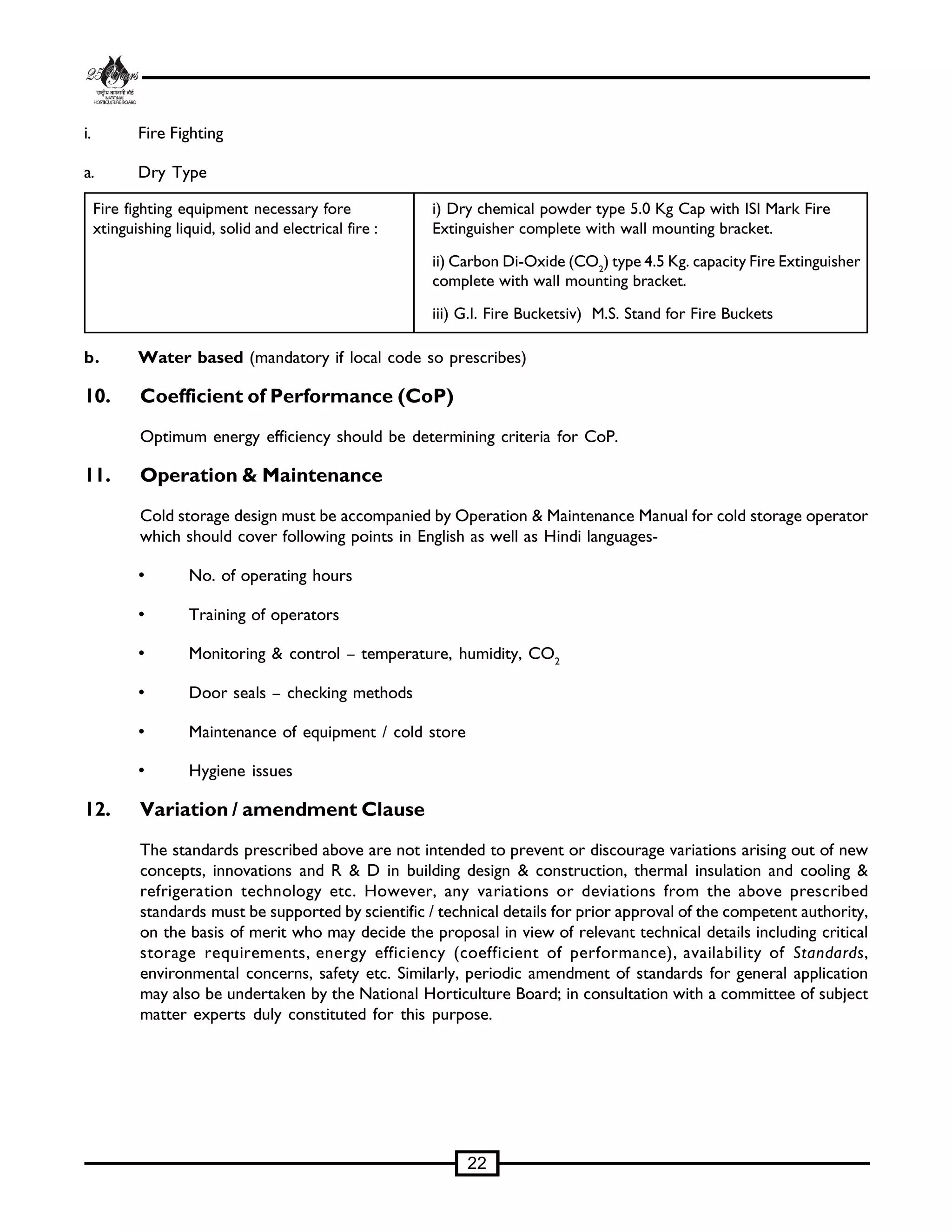 Technical Standard for Cold Storage | PDF