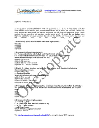 Gate Previous Years Papers | PDF