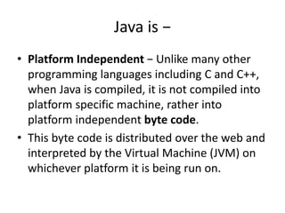 cs213Lecture_1 java programming oopsss.pptx | Programming Languages | Computing