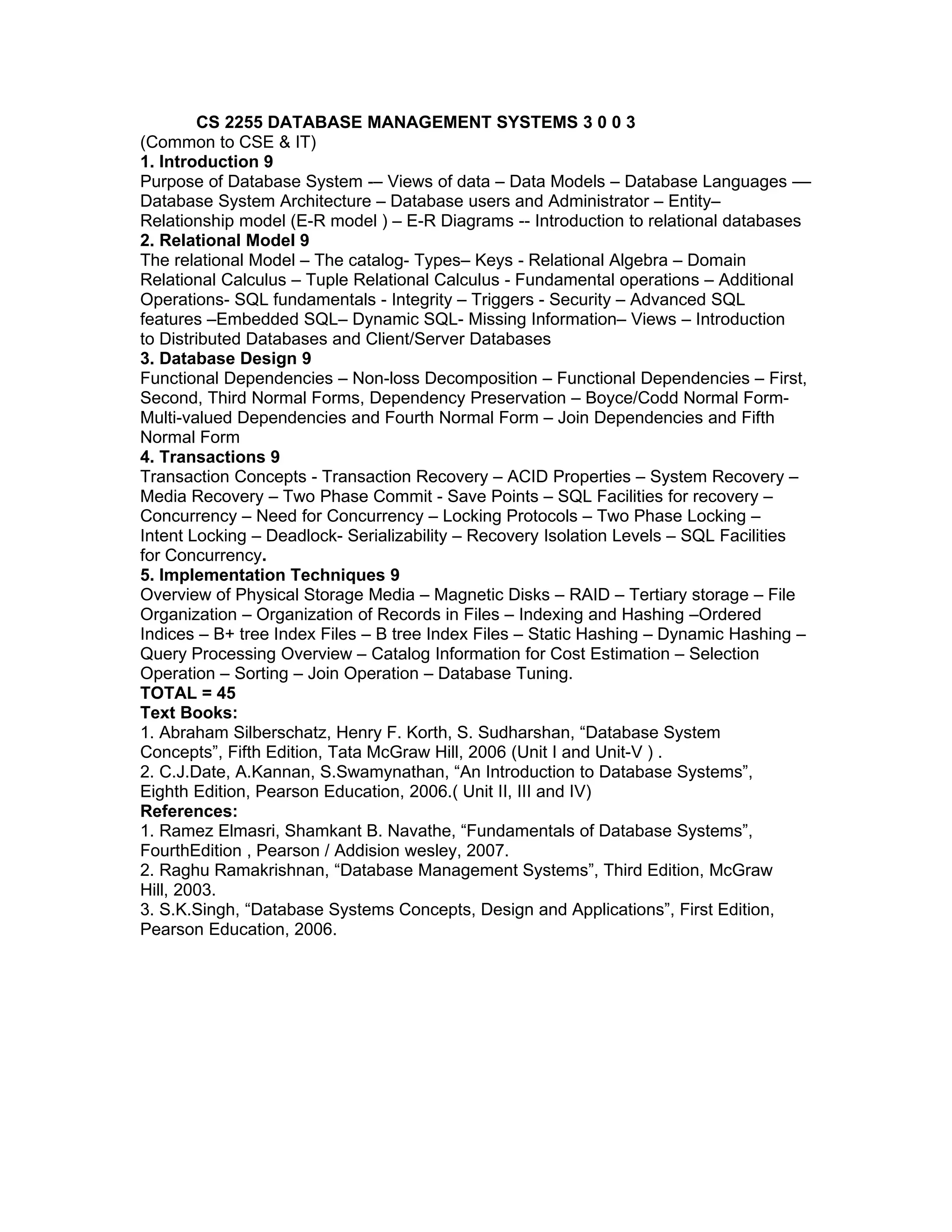 Cs 2255 Databasemanagementsystems Pdf