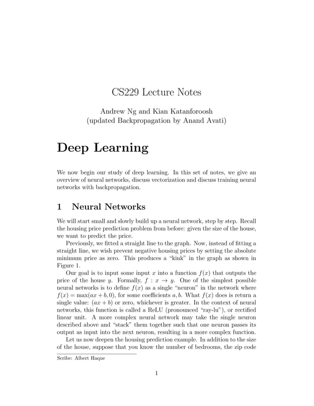 Cs229 notes-deep learning | PDF