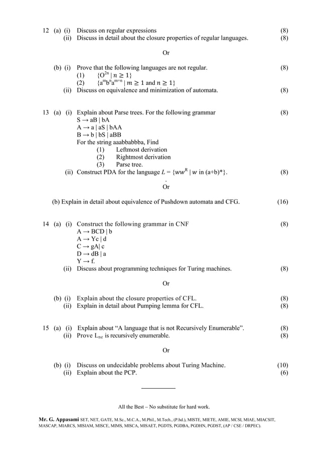 Cs2303 theory of computation all anna University question papers | PDF ...