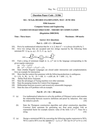 Cs2303 theory of computation all anna University question papers | PDF