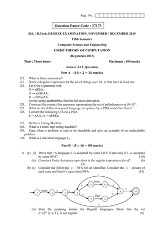 Cs2303 theory of computation all anna University question papers | PDF