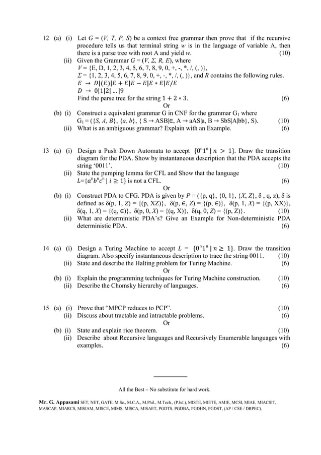 Cs2303 theory of computation all anna University question papers | PDF