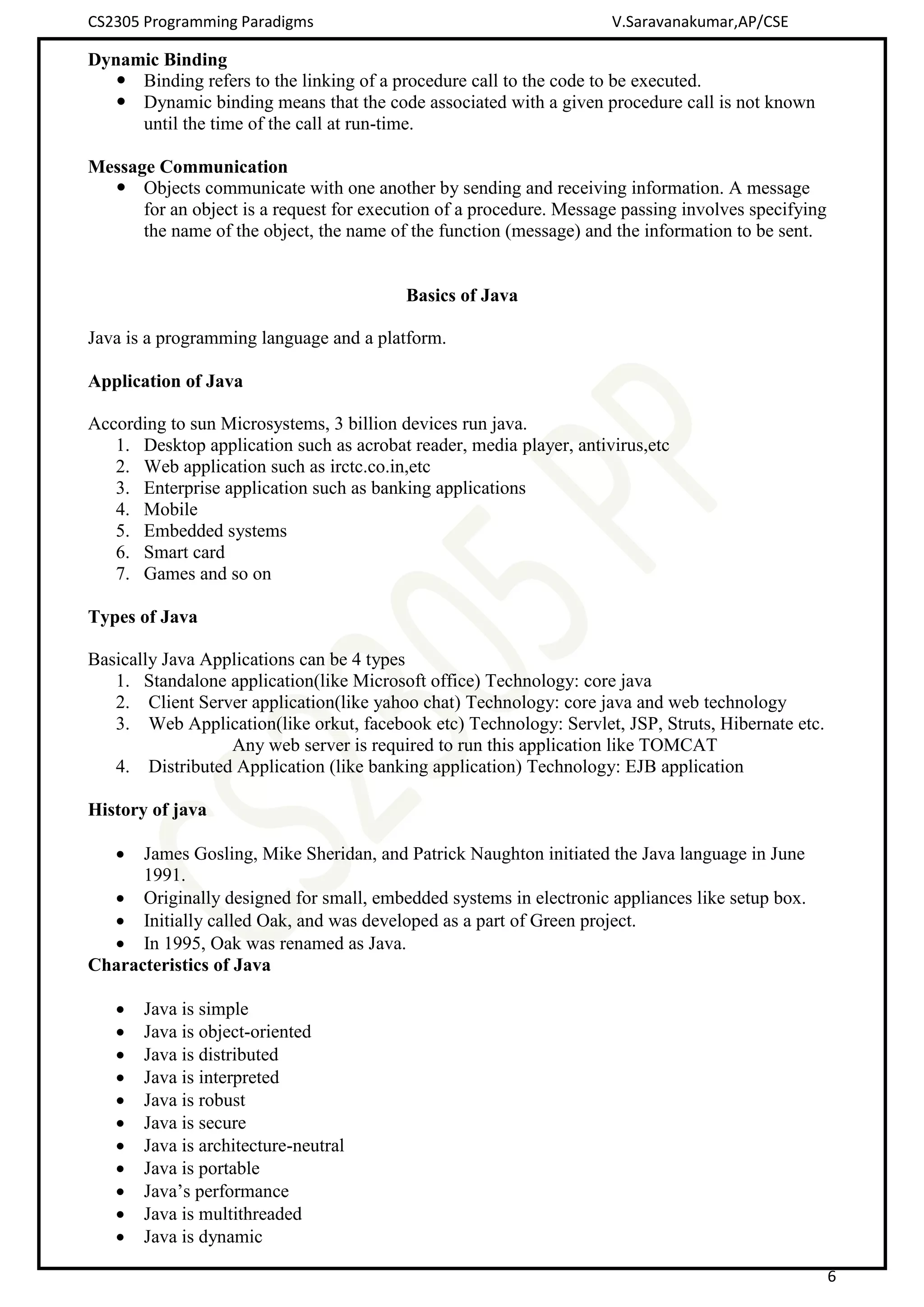 Cs2305 Programming Paradigms Lecturer Notes Pdf