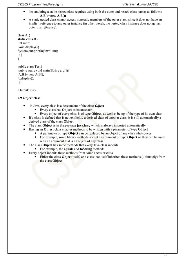 Cs2305 Programming Paradigms Lecturer Notes Pdf