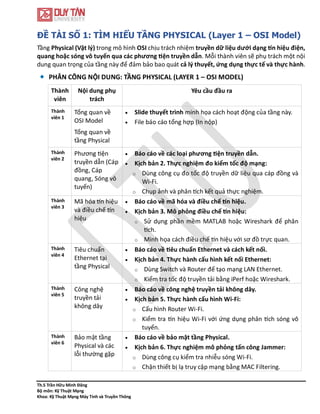 CS252-DACN. MS01."Tìm hiểu tầng Physical trong mô hình OSI" | PDF