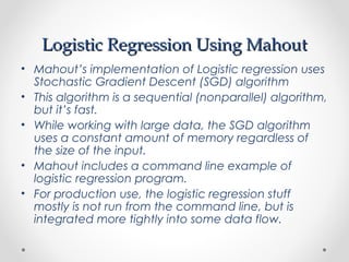 Logistic Regression using Mahout | PPT