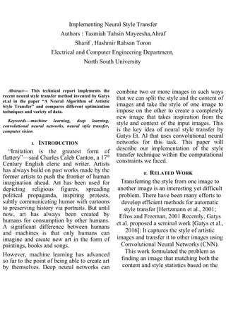 Implementing Neural Style Transfer | PDF