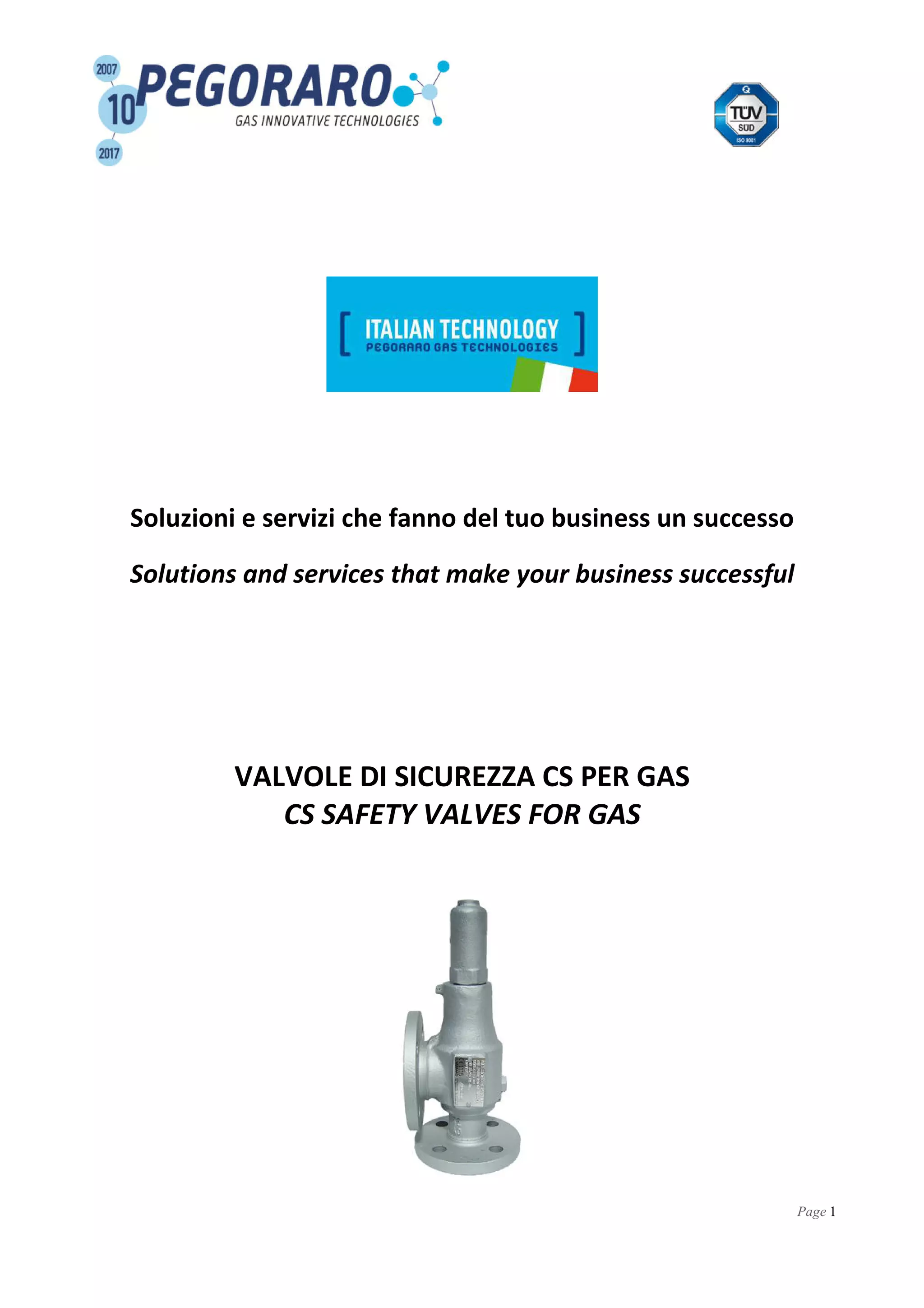 Valvole di sicurezza CS31 - CS31 safety valves | PDF