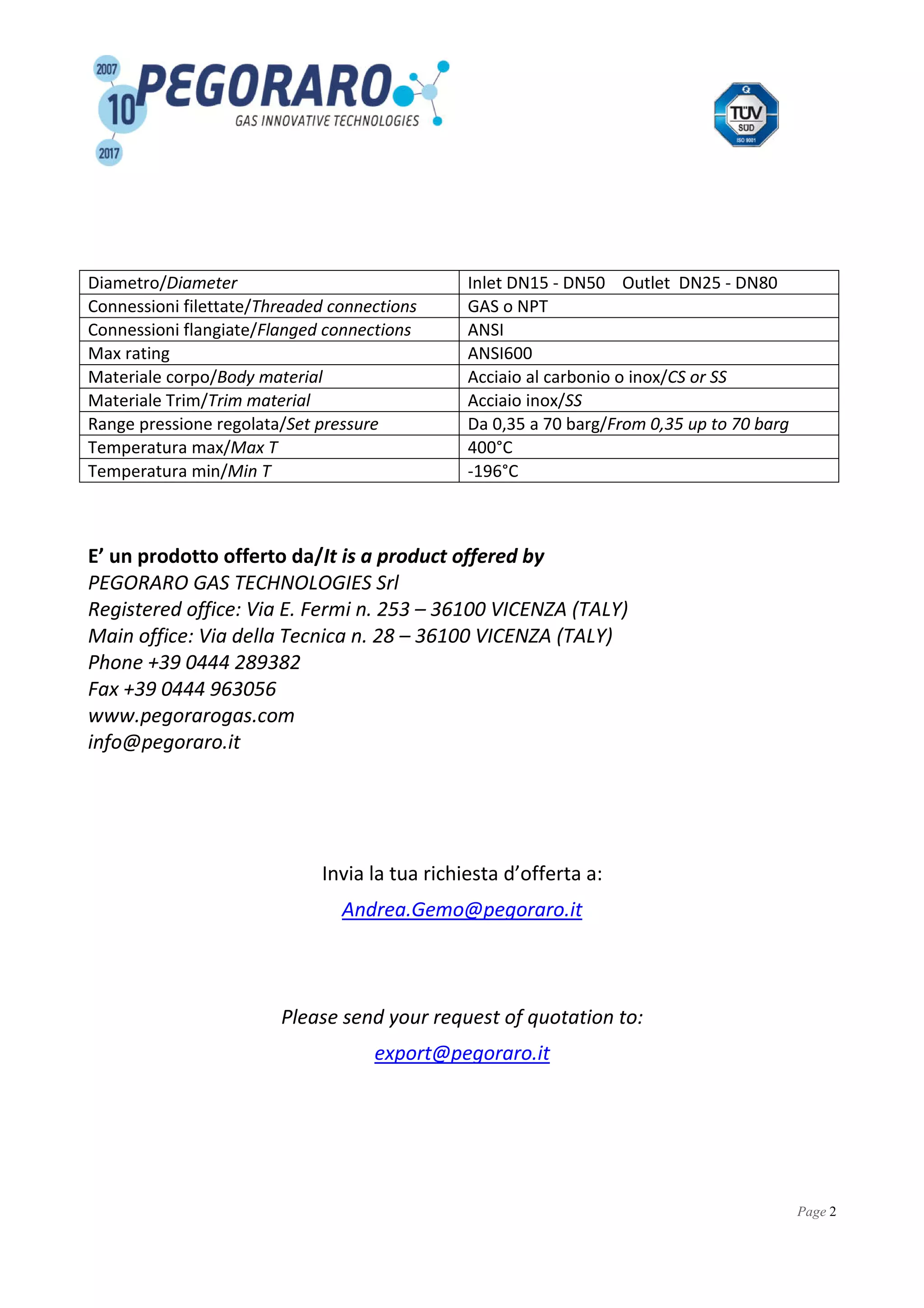 Valvole di sicurezza CS31 - CS31 safety valves | PDF