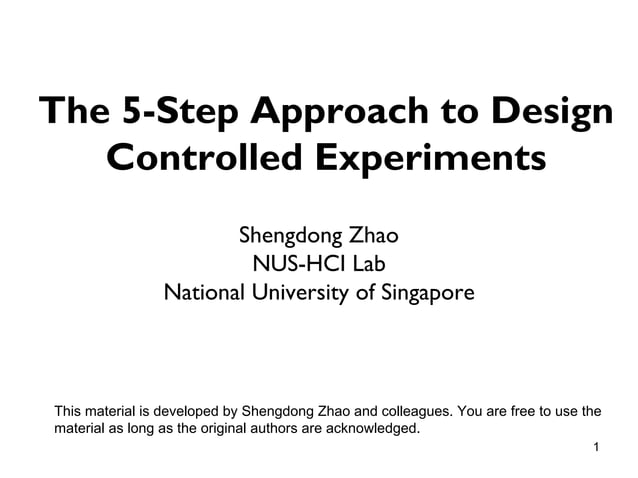 The 5-step Approach to Controlled Experiment Design for Human Computer ...
