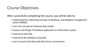 CS3270 - DATABASE SYSTEM - Lecture (1) | PPTX