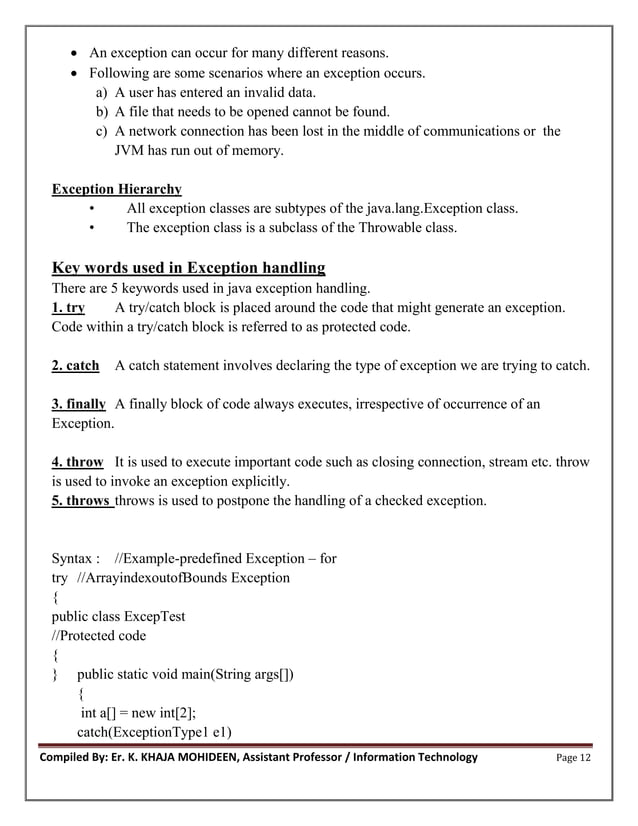 Cs3391 Oop Unit Iii Notes Final Pdf