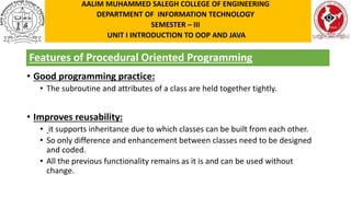 CS3391 OOP UT-I T1 OVERVIEW OF OOP | PPTX