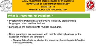 CS3391 OOP UT-I T1 OVERVIEW OF OOP | PPTX