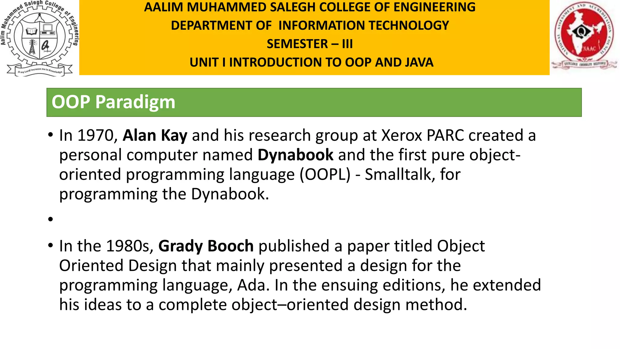 CS3391 OOP UT-I T2 OBJECT ORIENTED PROGRAMMING PARADIGM.pptx