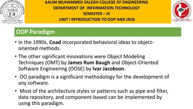 CS3391 OOP UT-I T2 OBJECT ORIENTED PROGRAMMING PARADIGM.pptx