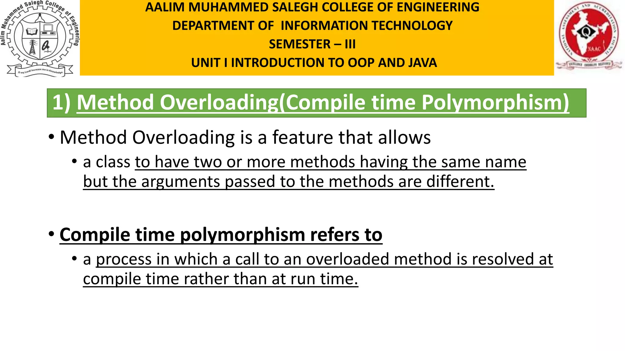 Cs3391 Oop Ut I T3 Features Of Object Oriented Programming Ppt