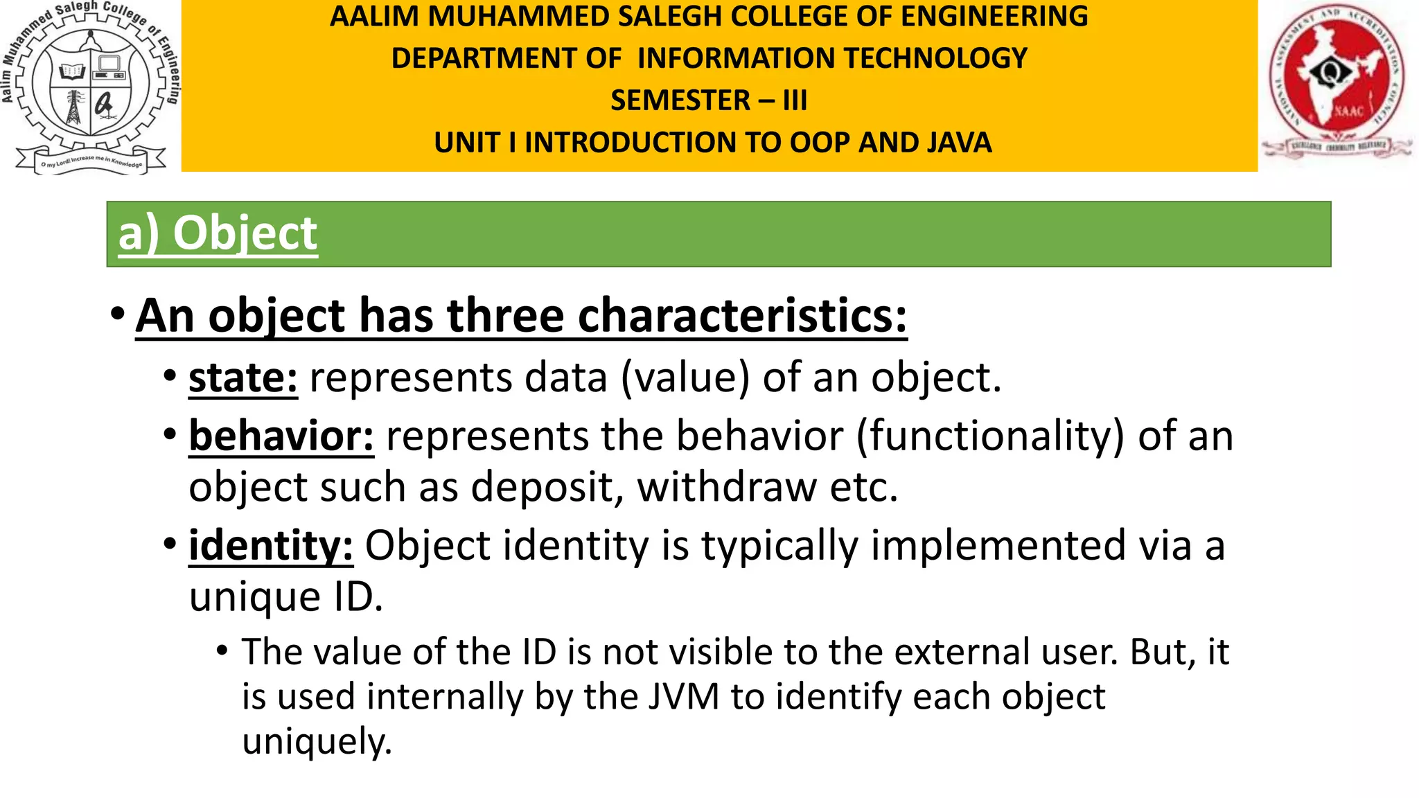 Cs3391 Oop Ut I T3 Features Of Object Oriented Programming Ppt