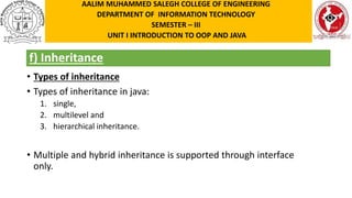 CS3391 OOP UT-I T3 FEATURES OF OBJECT ORIENTED PROGRAMMING | PPT