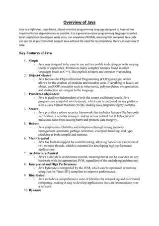 CS3391 Overview of Java in OOP concept.docx