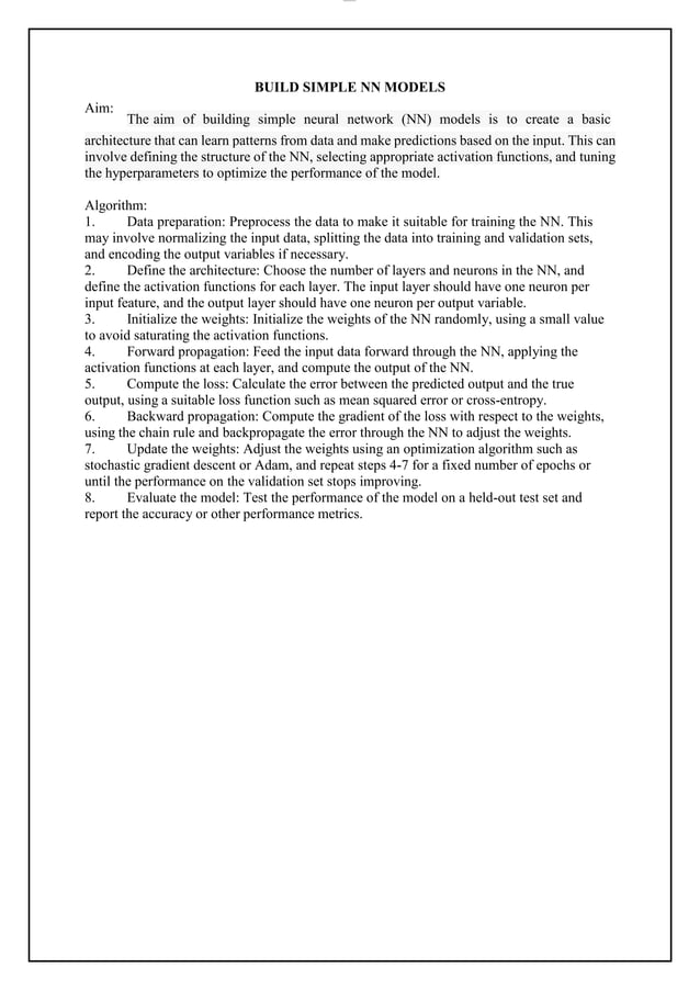 CS3491-AI and ML lab manual cs3491 r2021 | DOCX