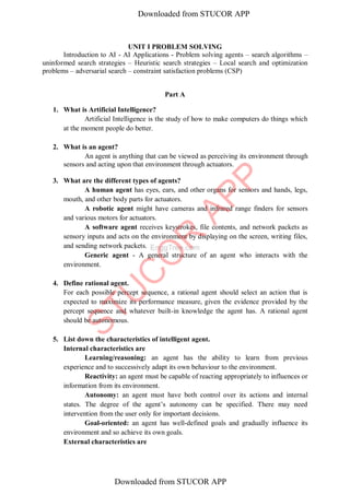 CS3491_Artificial Intelligence and data science _ QB | PDF