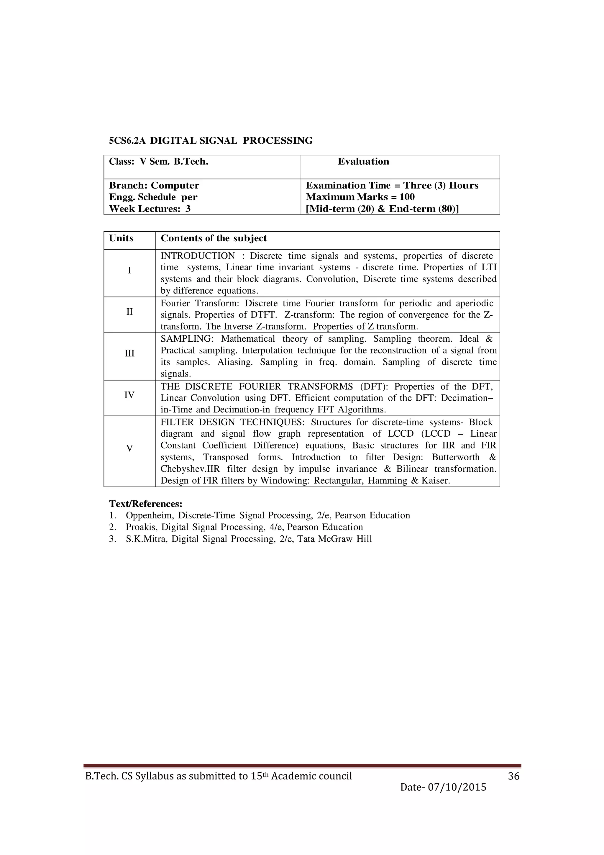 rtu cs branch syllabus | PDF